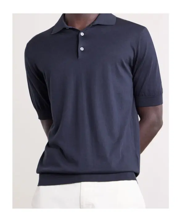 LARDINI Short Sleeve Knitted Polo Shirt