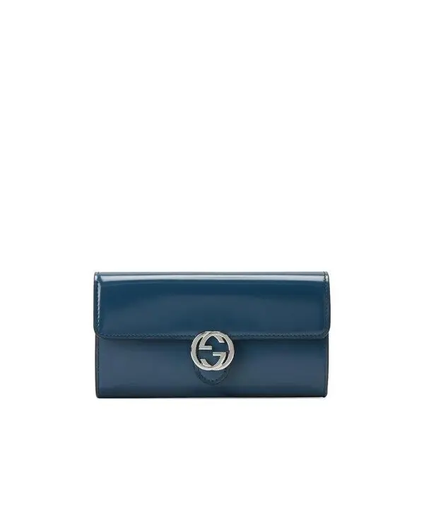 Gucci Navy Long Double-folded Wallet - Blue