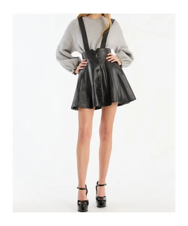 ROTATE BY BIRGER CHRISTENSEN Ribbed Wide-sleeved Sweater With Ruffle Trim
