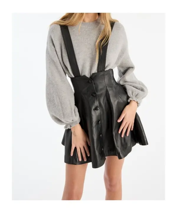 ROTATE BY BIRGER CHRISTENSEN Ribbed Wide-sleeved Sweater With Ruffle Trim