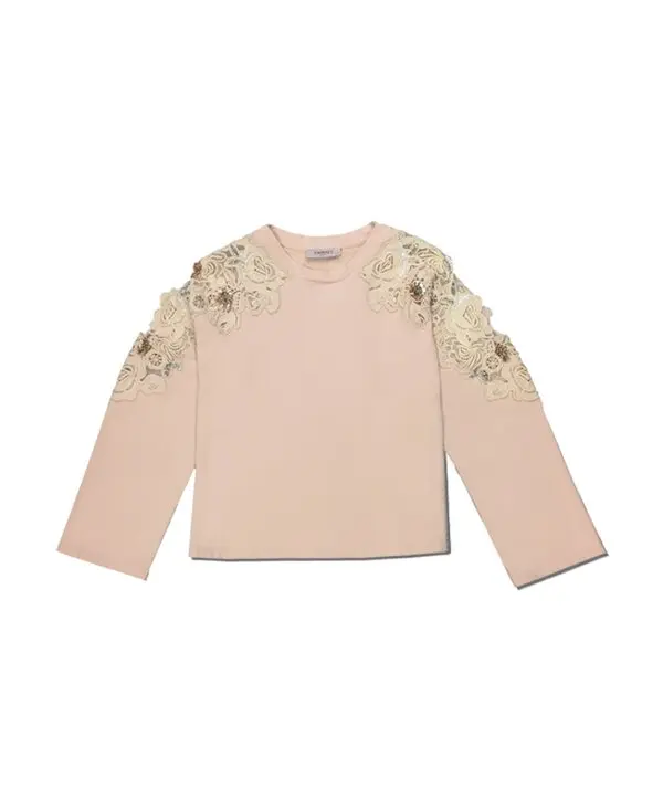 TWINSET Lace Detail Long-sleeved T-shirt - Nude