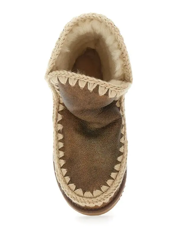 Mou Stitched Trim Slip-on Ankle Boots - Green