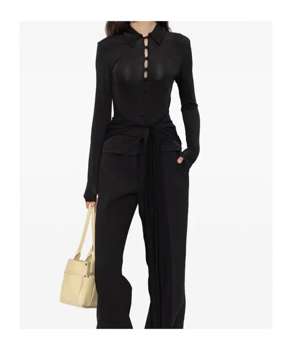 GANNI Draped Shirt With Lapel Collar