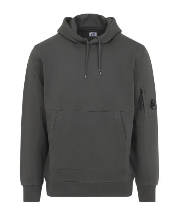 C.P. COMPANY Logo Patch Drawstring Hoodie - Black