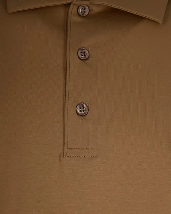 Herno Button Detailed Short-sleeved Polo Shirt - Sand