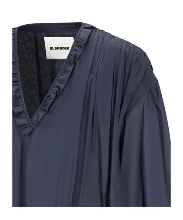 JIL SANDER Ruffled Pleated Blouse - Black