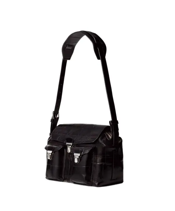 LEMAIRE Medium Gear Croco-embossed Flap Messenger Bag