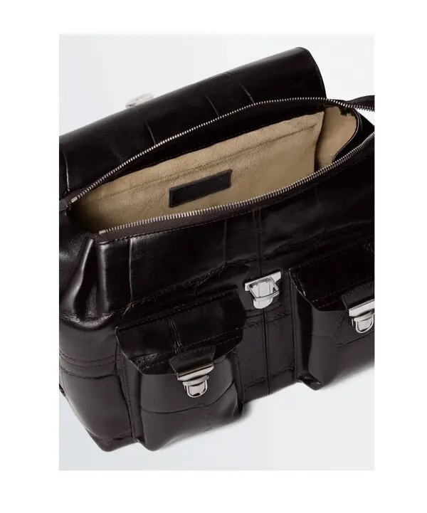 LEMAIRE Medium Gear Croco-embossed Flap Messenger Bag