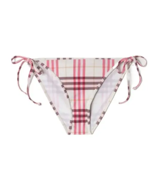 Burberry Checked Side-tied Bikini Bottoms - Aubergine