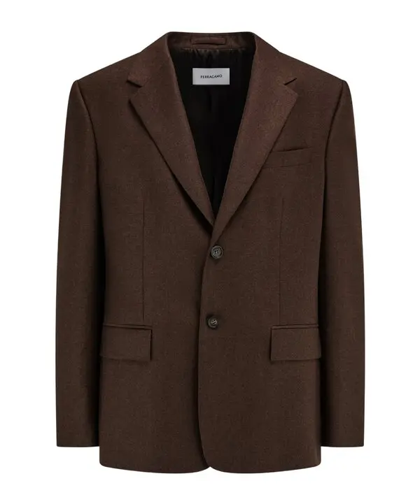 FERRAGAMO Single Breasted Flannel Blazer - Espresso
