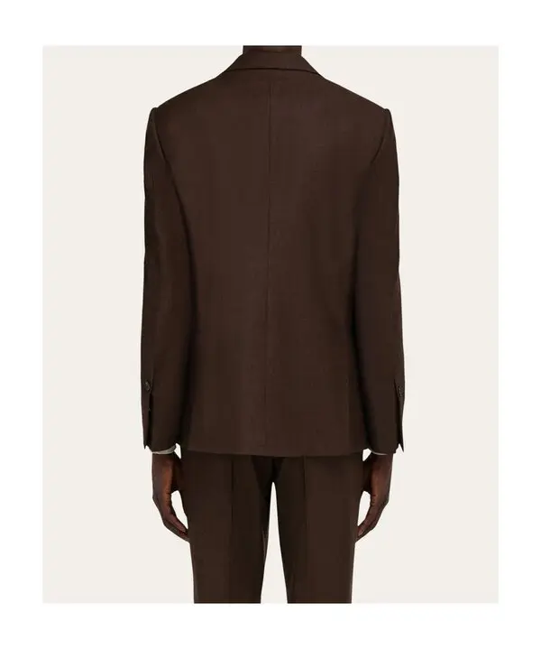FERRAGAMO Single Breasted Flannel Blazer - Espresso