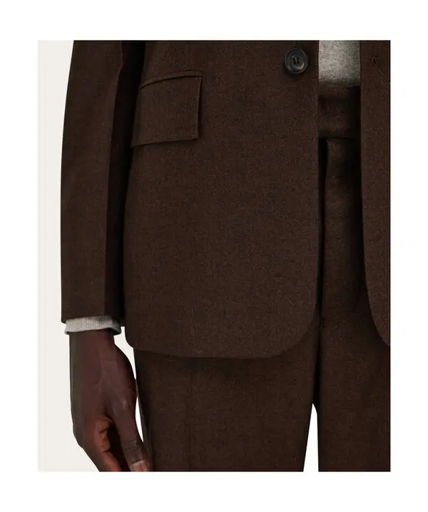 FERRAGAMO Single Breasted Flannel Blazer - Espresso