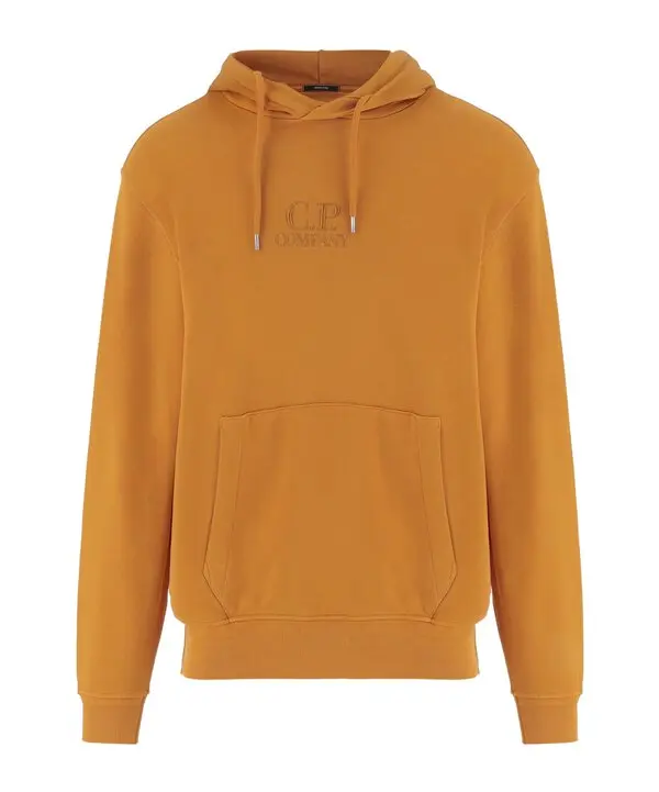 C.P. COMPANY Logo Embroidered Drawstring Hoodie - Orange