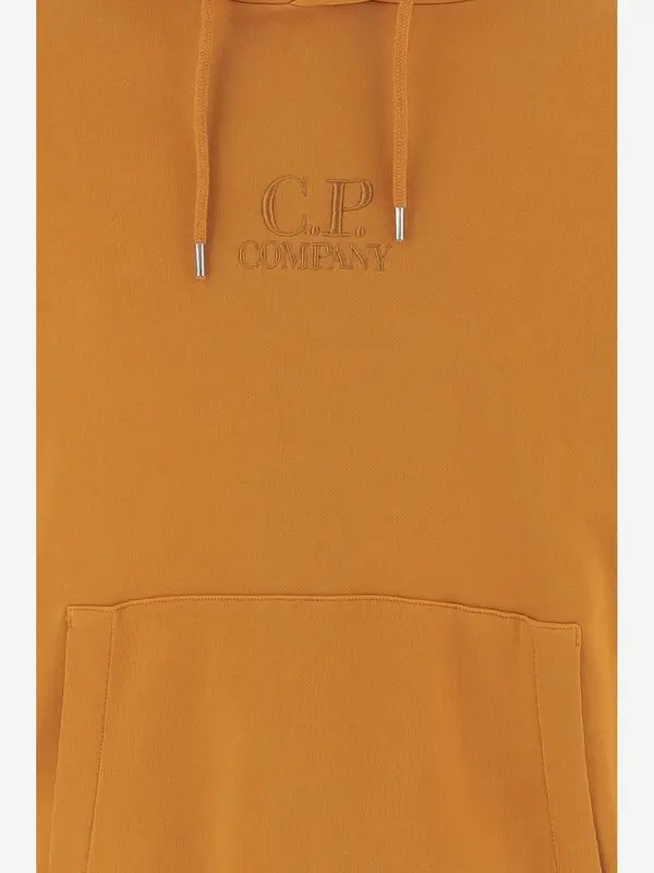 C.P. COMPANY Embroidered Logo Hoodie - Orange