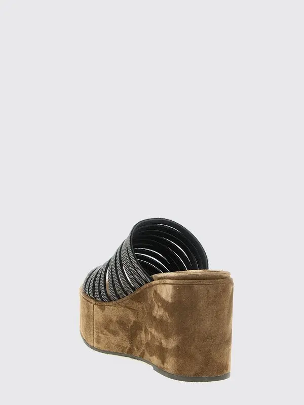 Brunello Cucinelli Embellished Platform Wedge Sandals