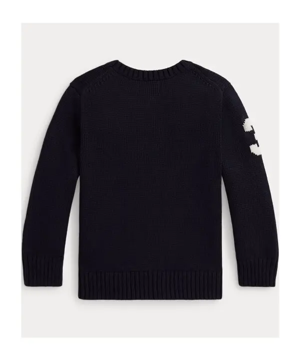Ralph Lauren Crew Neck Knitwear With Bear Pattern - Black