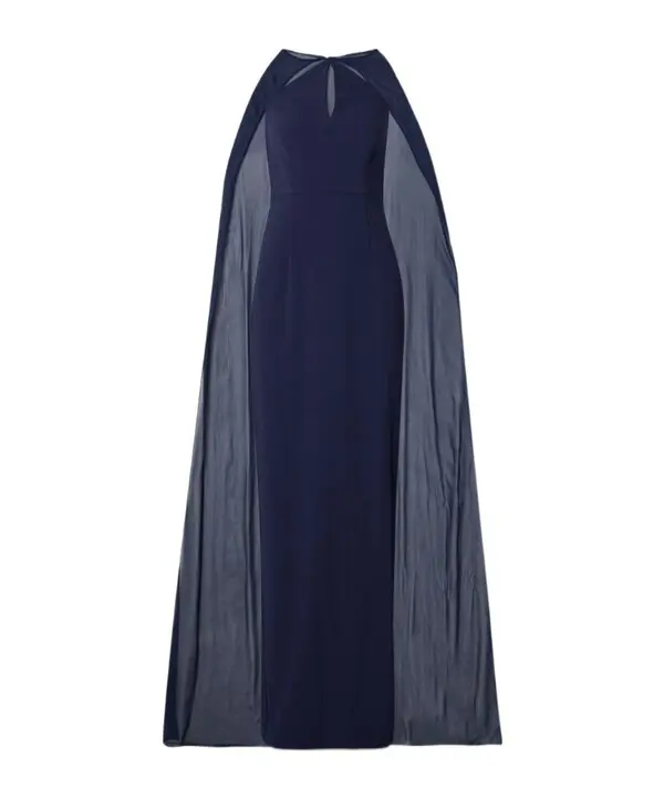 Roland Mouret Cape-effect Silk Chiffon-trimmed Crepe Gown