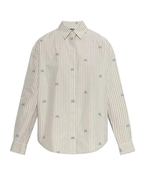 Jacquemus Vertical Striped Shirt With Graphic Detail - Beige