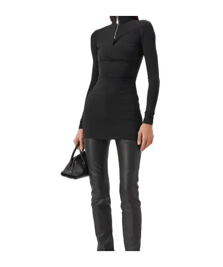 Attico Asymmetrical Pleated Mini Dress With Stand-up Collar