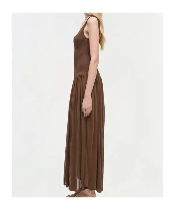 Simkhai Corset Bodice Pleated Midi Day Dress