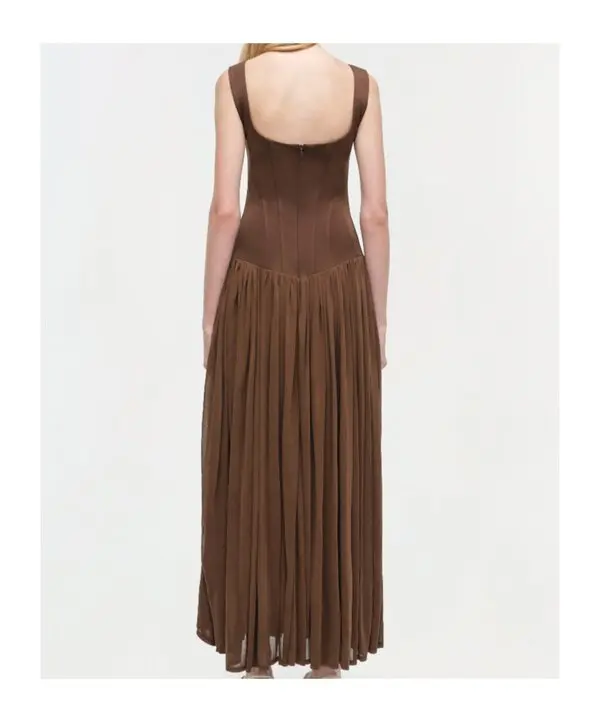 Simkhai Corset Bodice Pleated Midi Day Dress