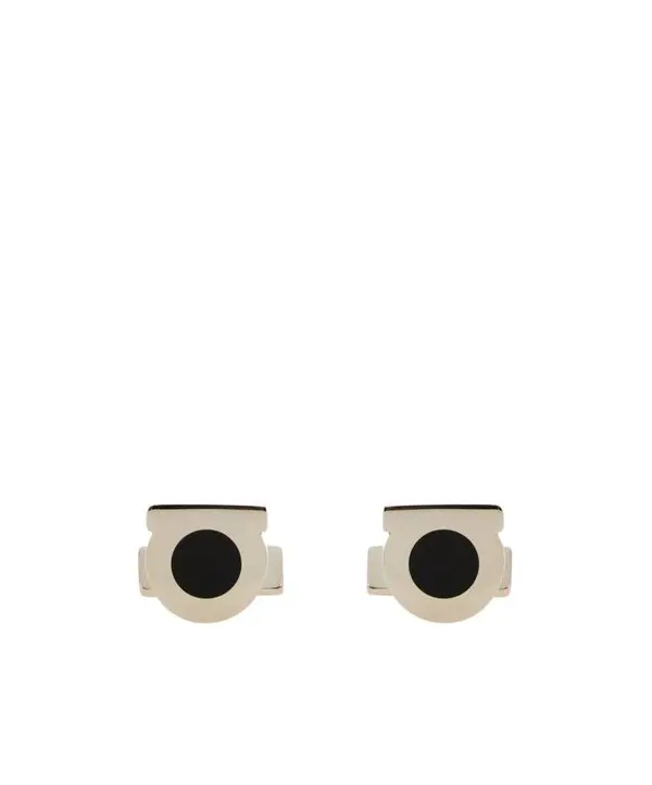 FERRAGAMO Gancini Cufflinks - Silver/navy Blue