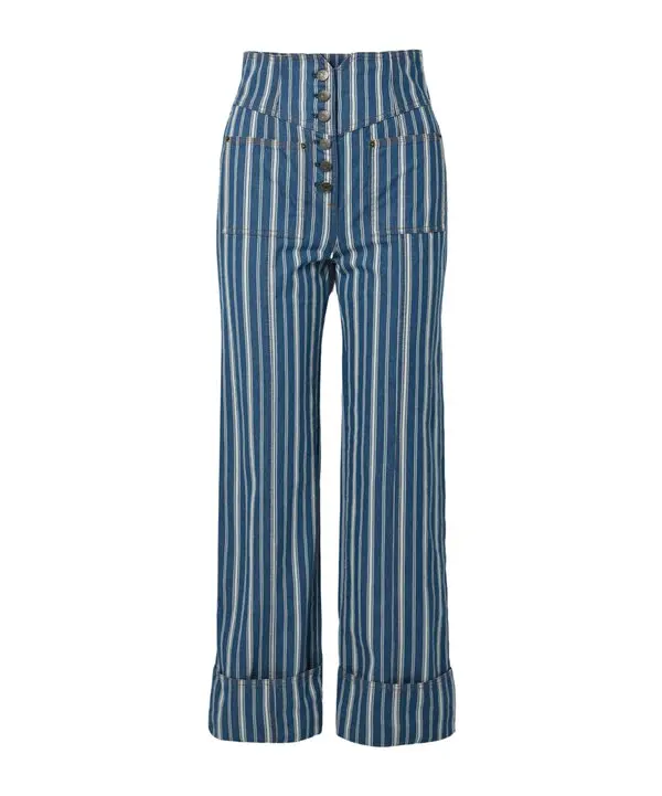 Ulla Johnson Striped High-waisted Wide-leg Jeans