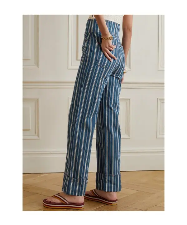 Ulla Johnson Striped High-waisted Wide-leg Jeans