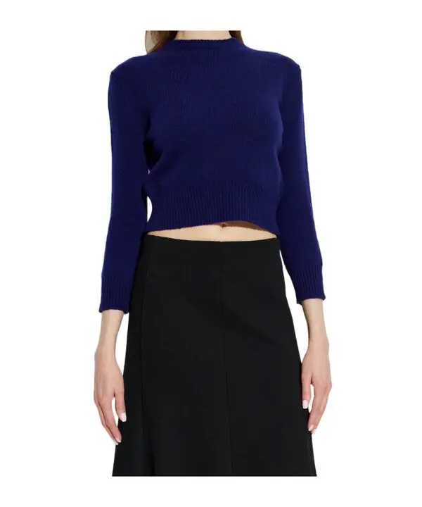 JIL SANDER Cropped Knitted Sweater With Back Cutout