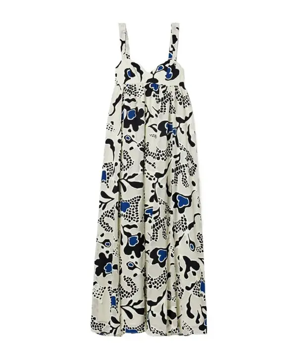 Ulla Johnson Leilani Abstract Floral Print Maxi Dress With Appliqu