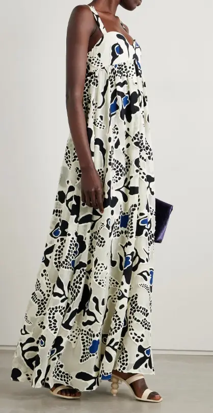 Ulla Johnson Leilani Abstract Floral Print Maxi Dress With Appliqu