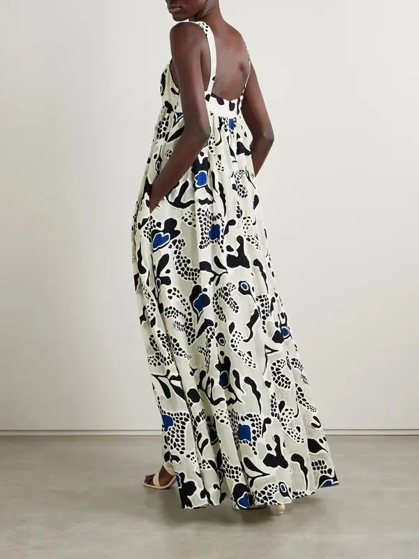 Ulla Johnson Leilani Abstract Floral Print Maxi Dress With Appliqu