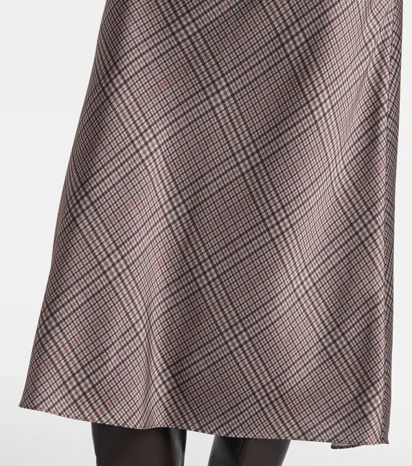 Vince Plaid Satin Slip Skirt