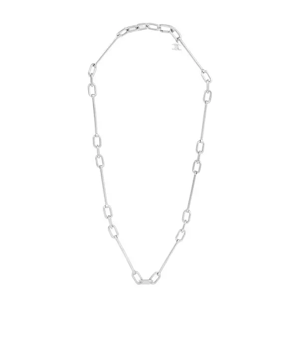 Celine Thin Short Chain Necklace In Brass With Rhodium Finish - White