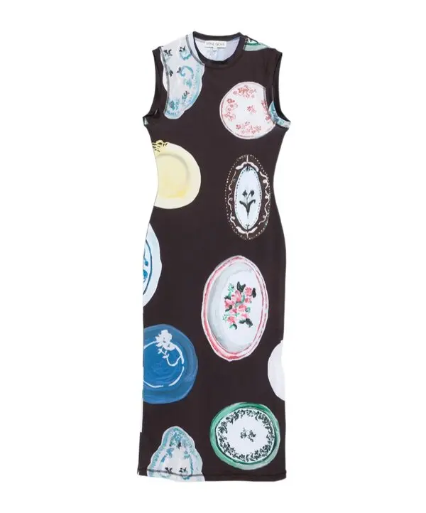 Stine Goya Sleeveless Printed Midi Dress - Black