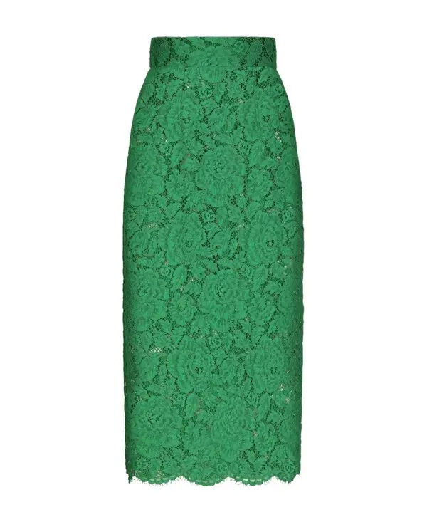 Dolce & Gabbana High-waisted Lace Midi Skirt