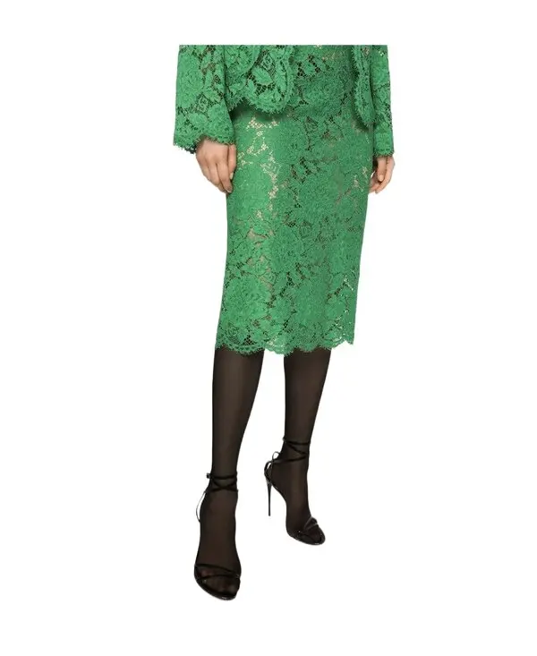Dolce & Gabbana High-waisted Lace Midi Skirt