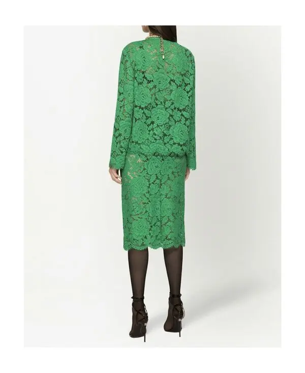 Dolce & Gabbana High-waisted Lace Midi Skirt