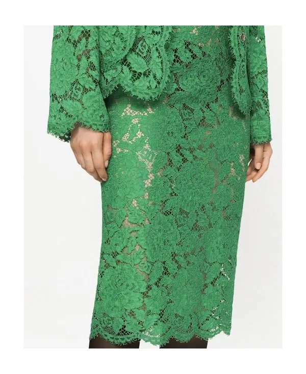 Dolce & Gabbana High-waisted Lace Midi Skirt
