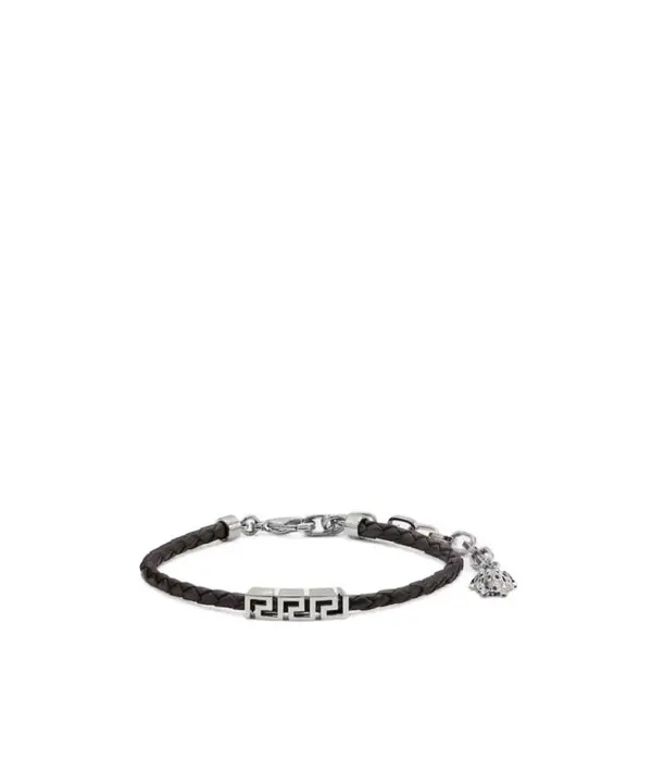 Versace Greca Braided Bracelet - Brown  Silver