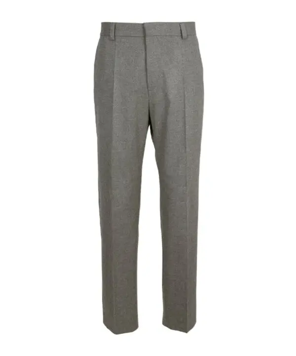 Hugo Boss Tailored Pleated Trousers With Belt Loops - Grey