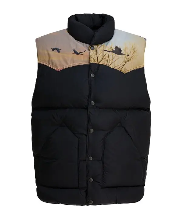Needles X Rocky Mountain Featherbed Sleeveless Padded Jacket With Printed Detail - Black