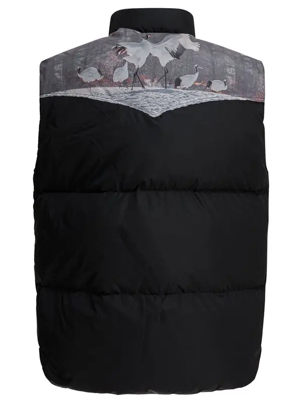 Needles X Rocky Mountain Featherbed Sleeveless Padded Jacket With Printed Detail - Black