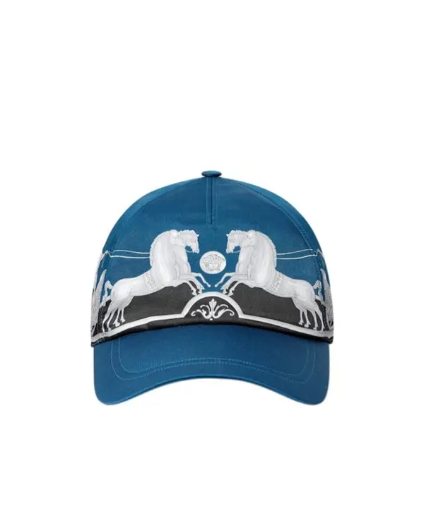 Versace Baseball Cap With Horse Print - Black/blue