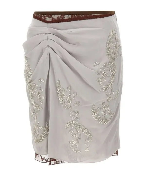JACQUES WEI Embroidered Midi Skirt