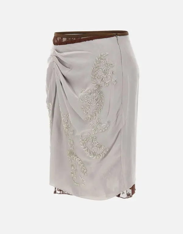 JACQUES WEI Embroidered Midi Skirt