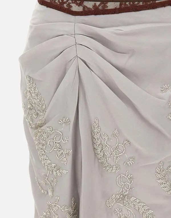 JACQUES WEI Embroidered Midi Skirt