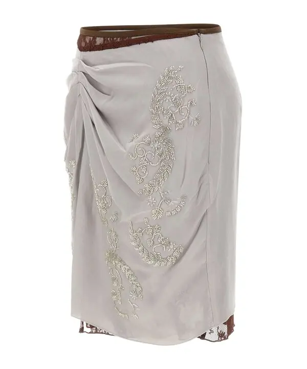 JACQUES WEI Embroidered Midi Skirt