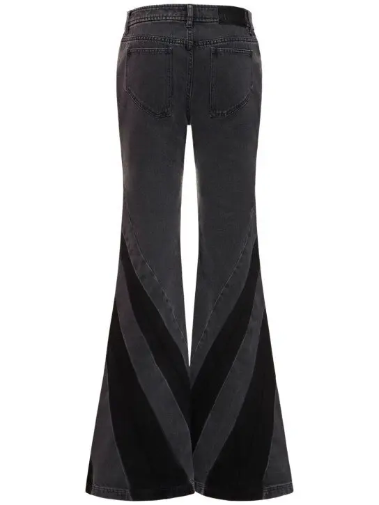 DION LEE Flared Zip Low Rise Denim Jeans - Black
