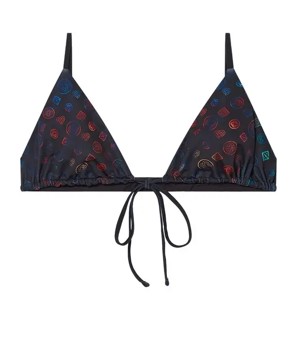 Casablanca Printed Bikini Top - Black